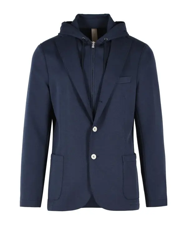 Eleventy Drawstring Hooded Single-breasted Jacket - Black
