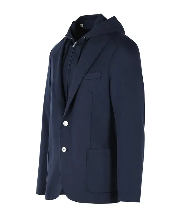 Eleventy Drawstring Hooded Single-breasted Jacket - Black