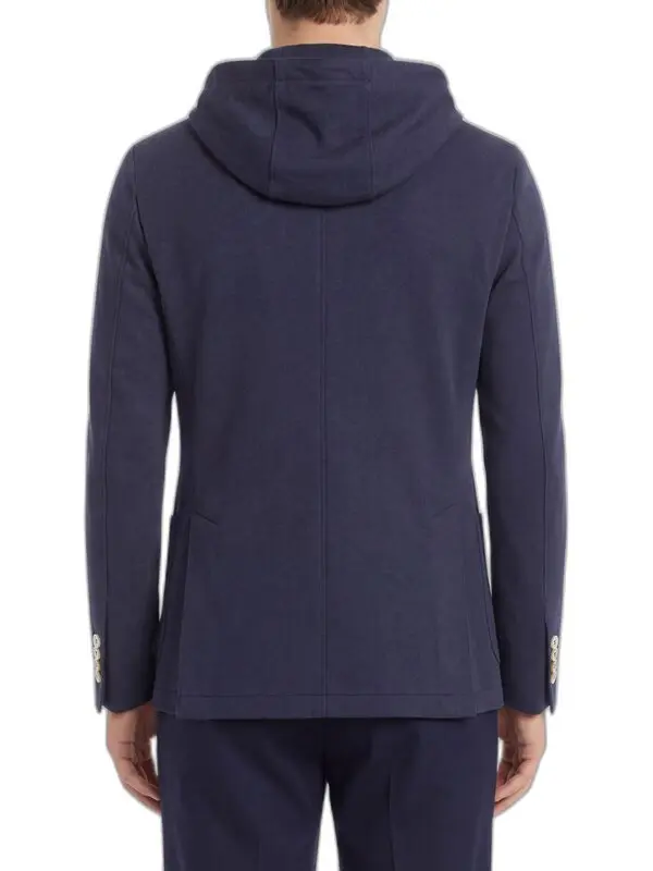 Eleventy Drawstring Hooded Single-breasted Jacket - Black