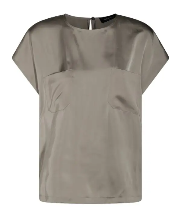 Fabiana Filippi Crewneck Satin Top With Pocket Detail
