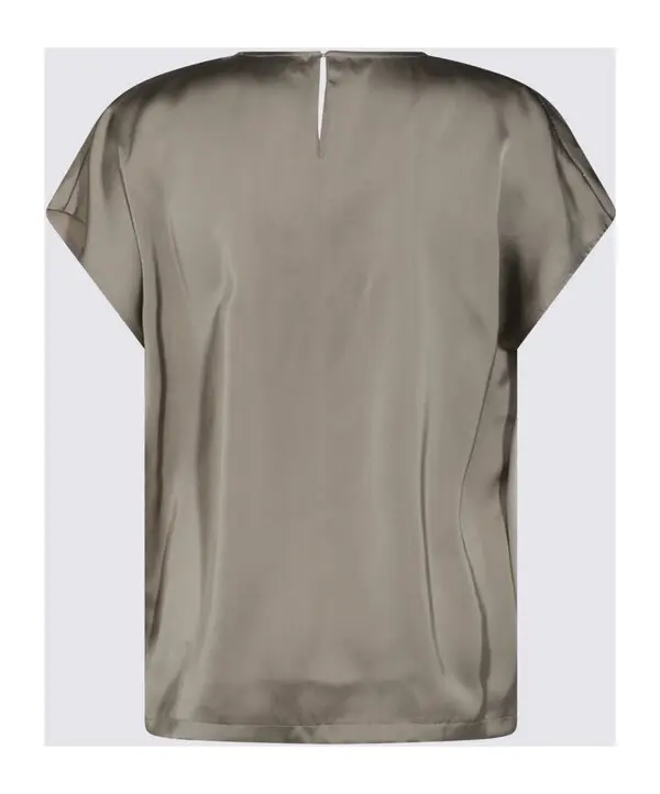 Fabiana Filippi Crewneck Satin Top With Pocket Detail