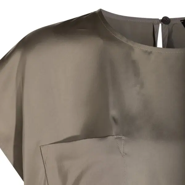 Fabiana Filippi Crewneck Satin Top With Pocket Detail