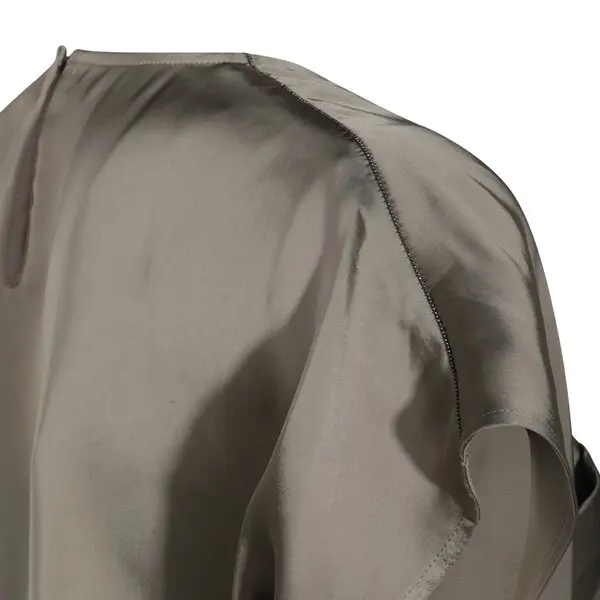 Fabiana Filippi Crewneck Satin Top With Pocket Detail