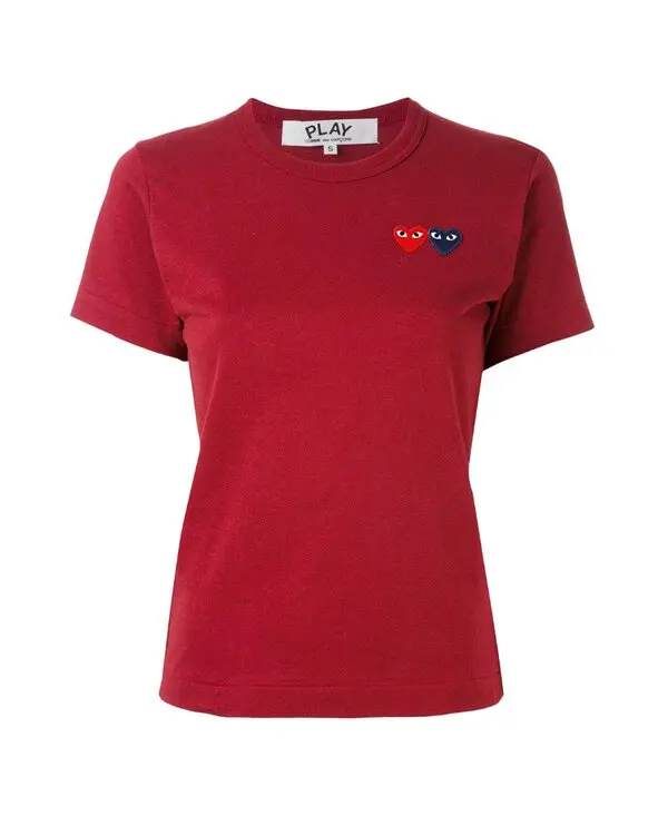 Play Comme Des Garcon Comme Des Garçons Play Double Heart Crewneck T-shirt - Red