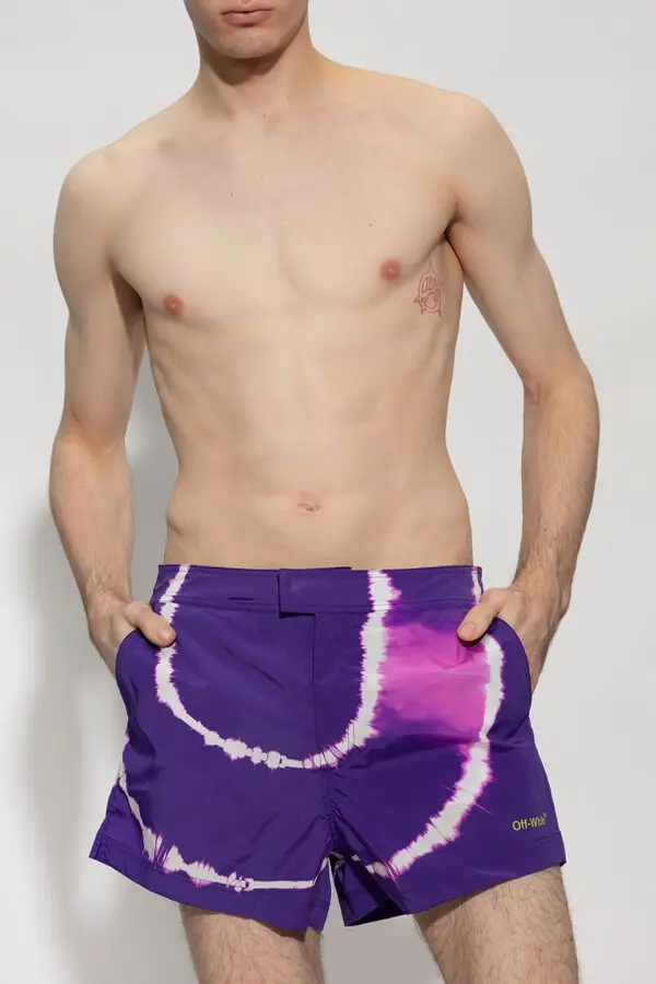 Off-White Tie-dye Printed Swimming Shorts - Blue