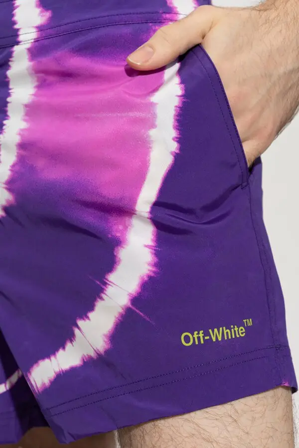 Off-White Tie-dye Printed Swimming Shorts - Blue