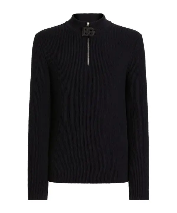 Dolce & Gabbana Ribbed Zip-up Roll Neck Pullover