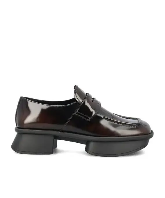 Prada Block Heel Loafers - Reddish Brown