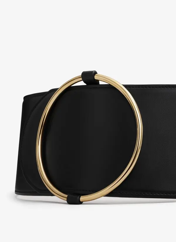 Alaïa Wide Belt With Gold Tone Loop Buckle - Black