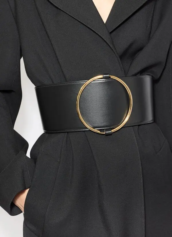 Alaïa Wide Belt With Gold Tone Loop Buckle - Black