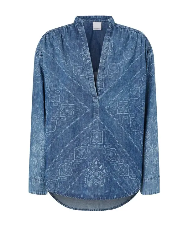 Pinko Bandana Print Long-sleeve Denim Top