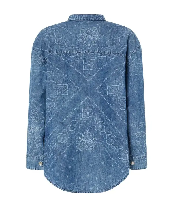 Pinko Bandana Print Long-sleeve Denim Top