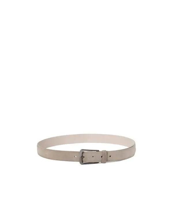 Brunello Cucinelli Logo Embossed Buckled Belt - Grey