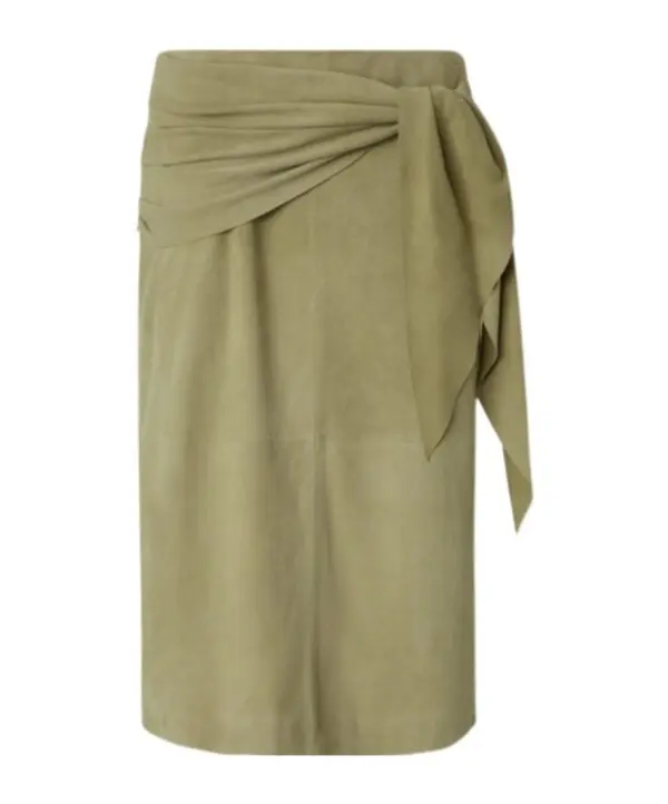 Pinko Suede Midi Skirt - Green