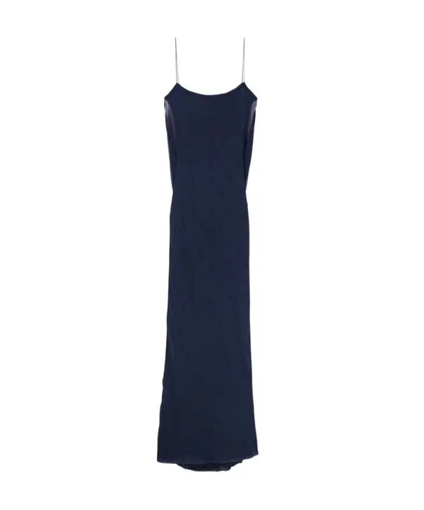 Jacquemus Plumetis Sheer Detailed Maxi Dress - Deep Navy Blue
