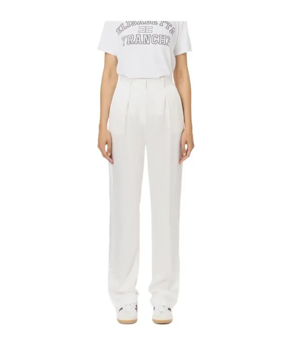 Elisabetta Franchi Tapered Trousers With Side Ribbon Detail