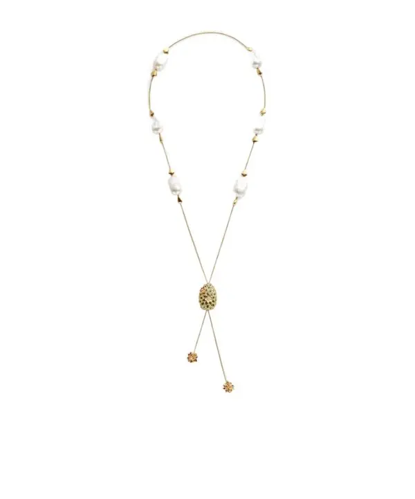 Bottega Veneta Gold Vermeil Necklace With Freshwater Pearls And Zirconias - White/avocado