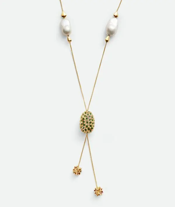 Bottega Veneta Gold Vermeil Necklace With Freshwater Pearls And Zirconias