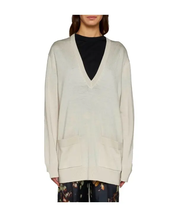 Dries Van Noten V-neck Knitted Sweater With Pockets