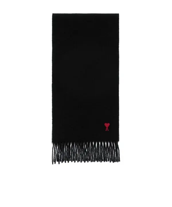 AMI Paris De Coeur Knitted Scarf - Black