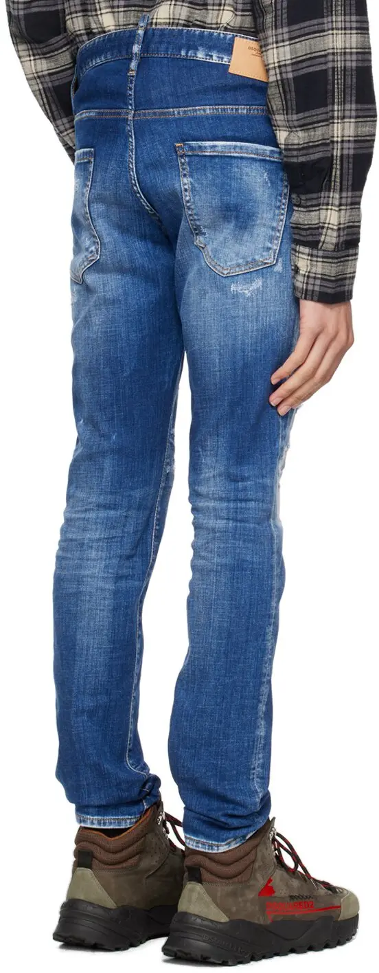 Dsquared2 Distressed Straight Leg Jeans - Blue