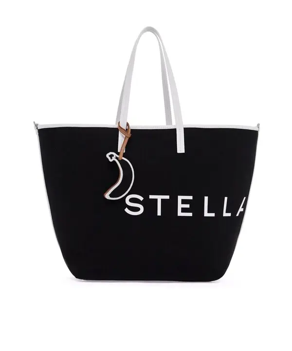 Stella McCartney Logo Print Contrast Trim Tote Bag - Black