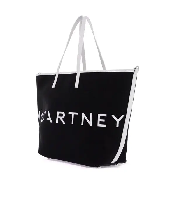 Stella McCartney Logo Print Contrast Trim Tote Bag - Black