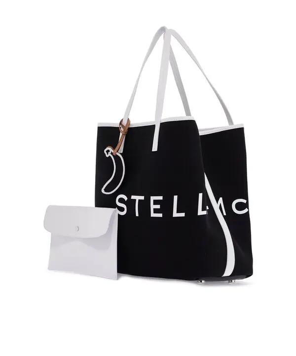 Stella McCartney Logo Print Contrast Trim Tote Bag - Black