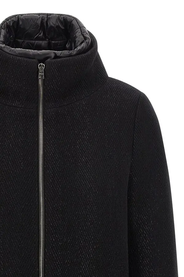 Herno Zigzag-weave High Neck Coat