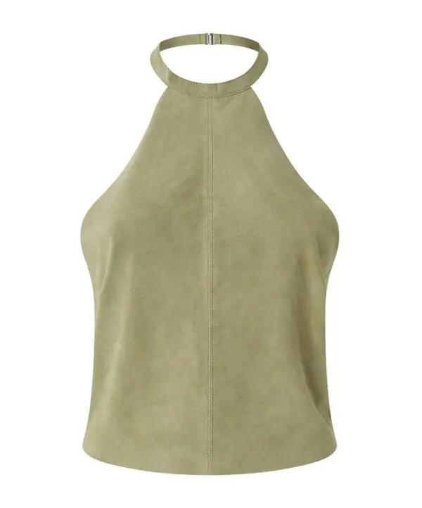 Pinko Halterneck Leather Tank Top - Nude