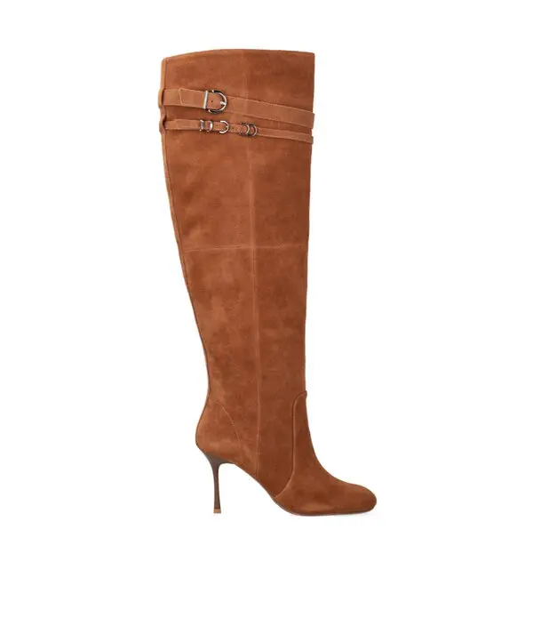 Pinko Suede Over The Knee Stiletto Boots - Brown