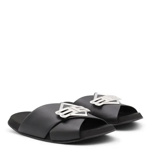 Balenciaga Logo Plaque Slip-on Slides