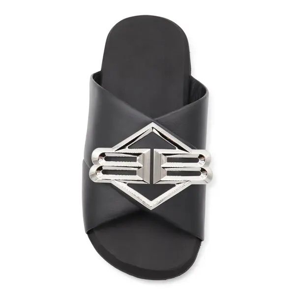Balenciaga Logo Plaque Slip-on Slides