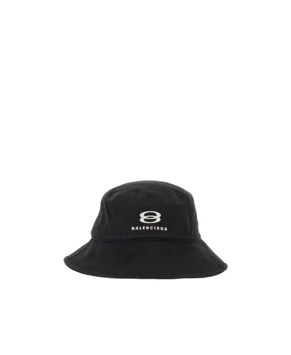 Balenciaga Logo Embroidered Bucket Hat - Black