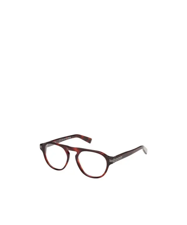 Zegna Geometric Round Eyeglasses - Black