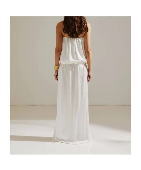 DARKPARK Elisa Coulisse Strapless Flowy Maxi Dress With Drawstring Waist And Pockets