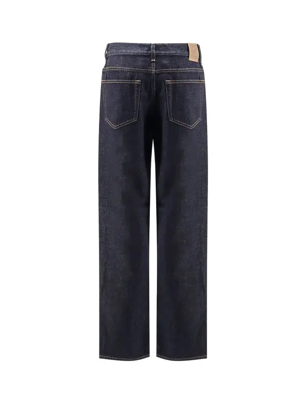 TOTEME Dark Wash Straight Leg Jeans With Logo Patch - Black