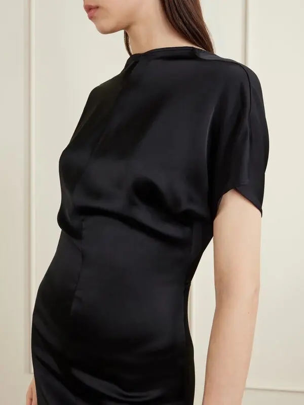Tove Satin Short Sleeve Midi Dress