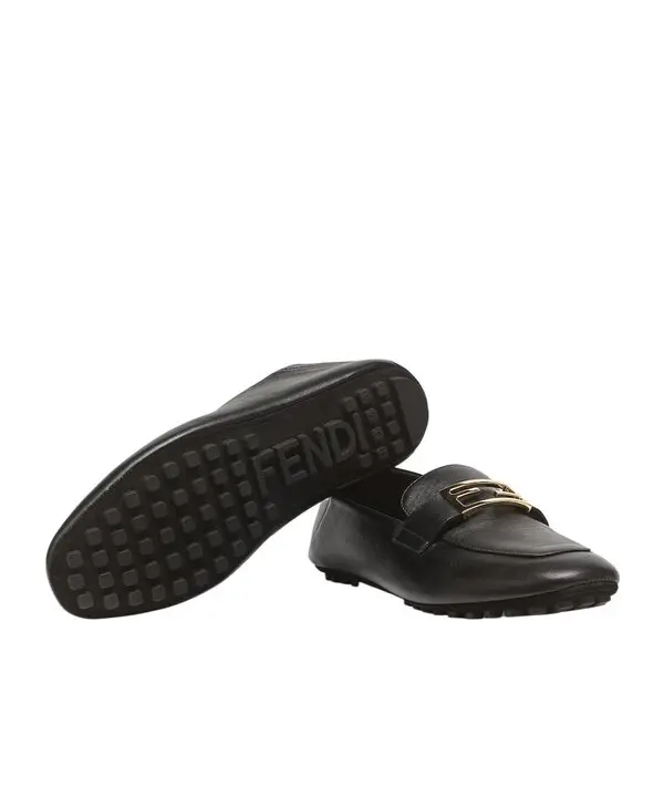 Fendi Ff Baguette Slip-on Loafers - Black