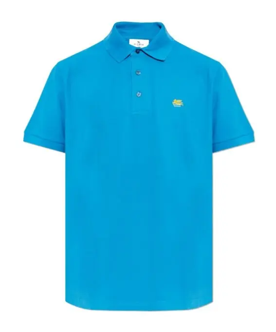Etro Logo-embroidered Short-sleeved Polo Shirt - Blue