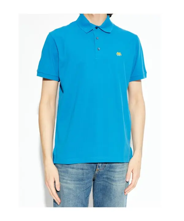Etro Logo-embroidered Short-sleeved Polo Shirt - Blue