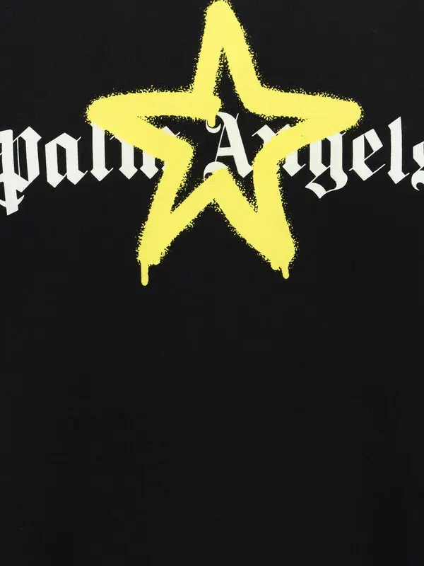 Palm Angels Logo-printed Crewneck Sweatshirt With Star Graphic - Black