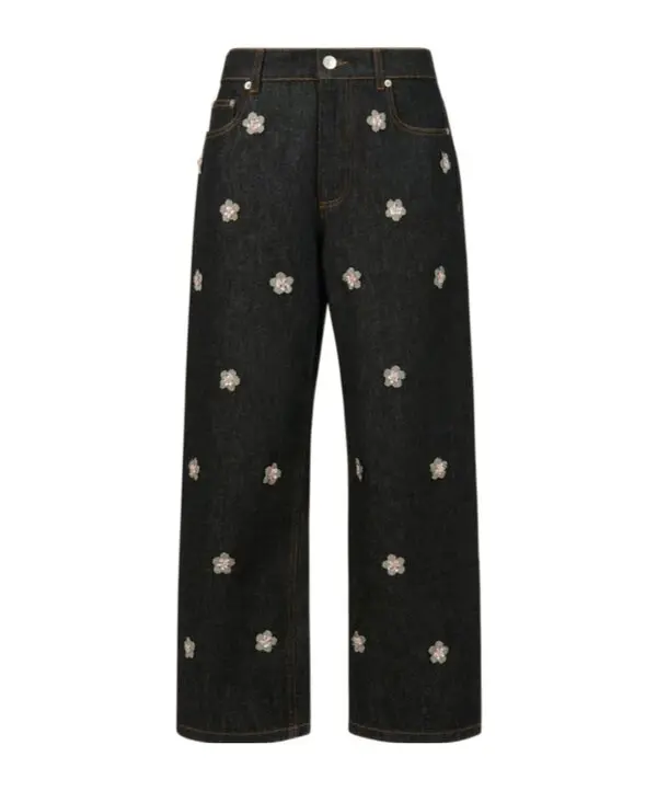 Marni Daisy Appliqué Carrot Fit Jeans - Blue-black
