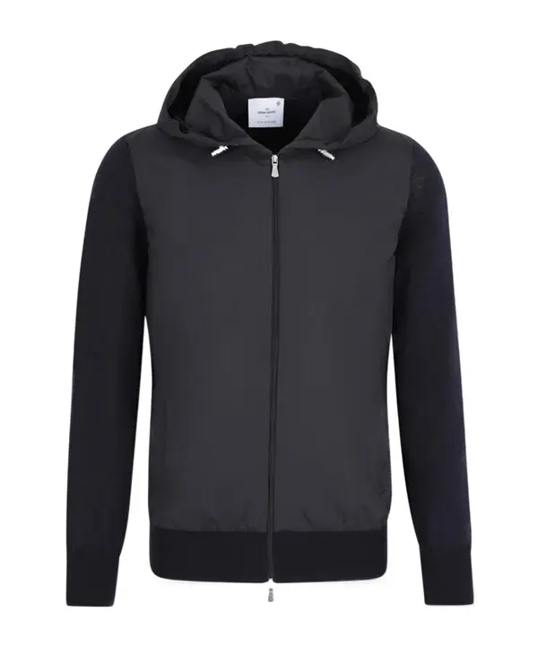 GRAN SASSO Long Sleeve Hooded Casual Jacket With Zipper Closure - Black