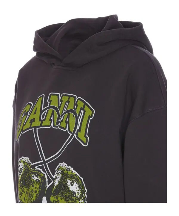 GANNI Oversized Logo Printed Hoodie