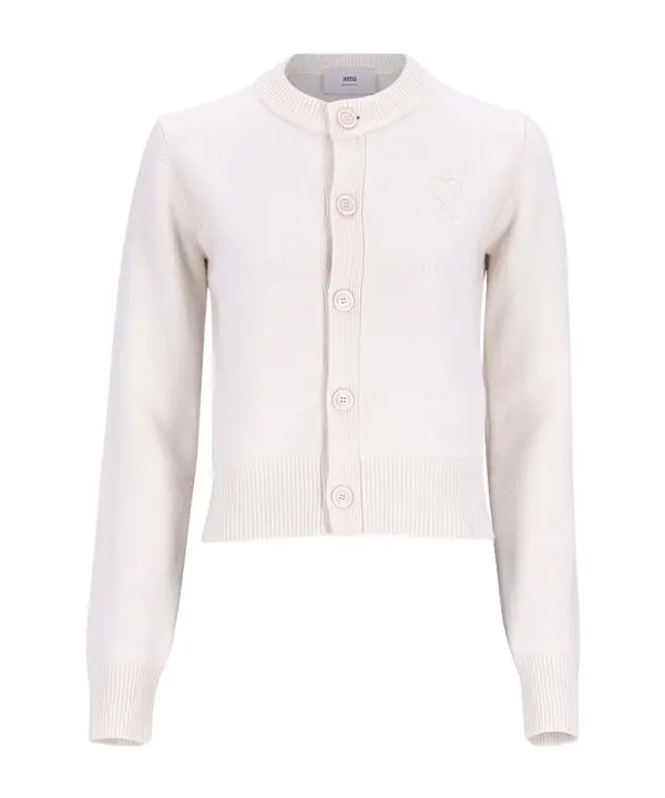AMI Paris Button-front Cardigan - Ivory