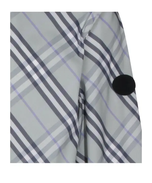 Burberry Checked Hooded Jacket With Logo Patch - Gray