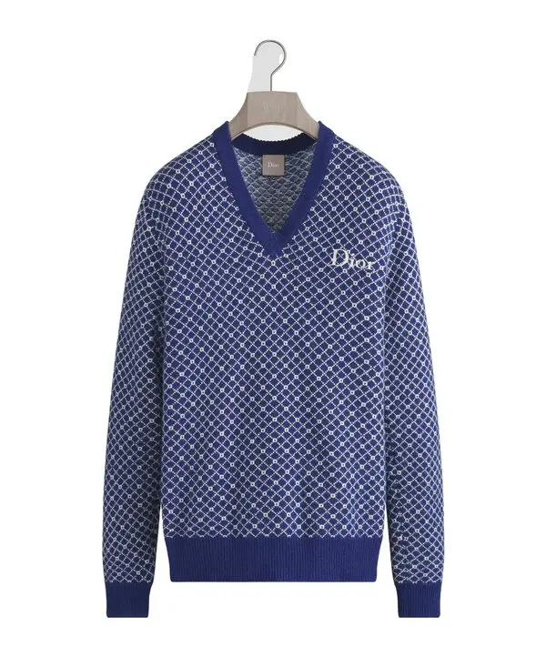 Dior Jacquard V-neck Knitted Jumper