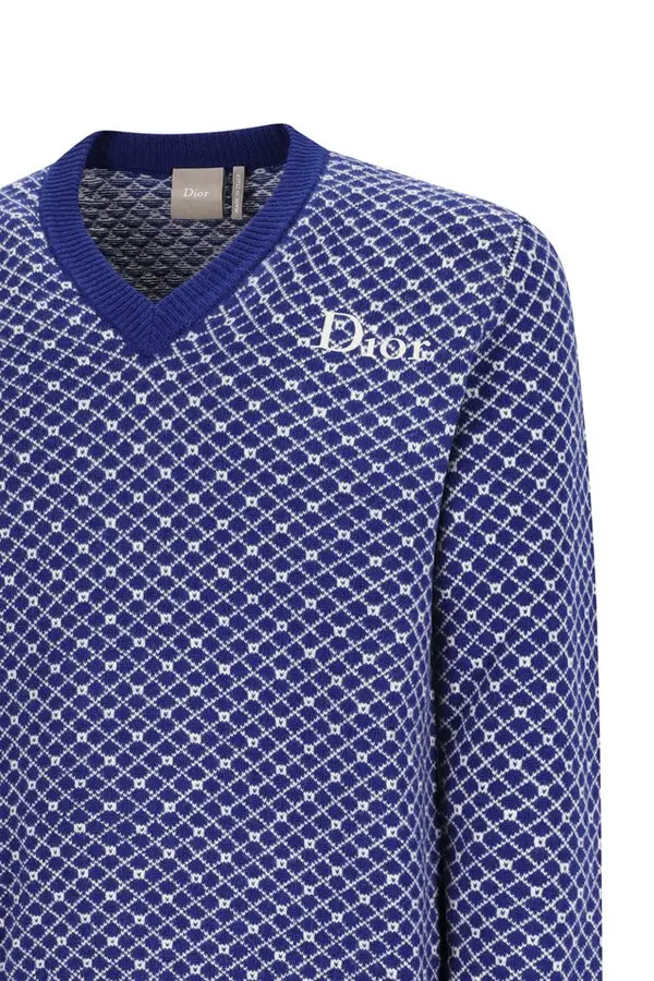 Dior Jacquard V-neck Knitted Jumper