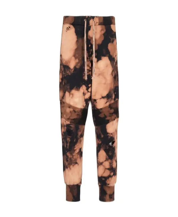 Balmain Cotton Jogging Bottoms With Burnt Print - Black